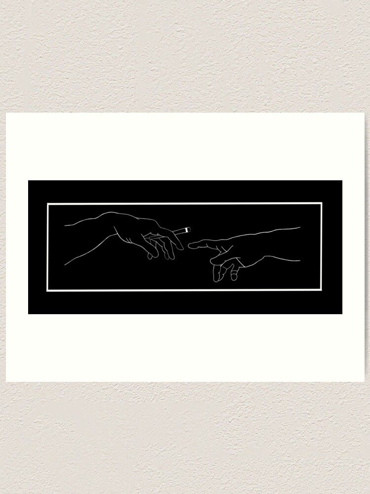 "Michelangelo Creation of Adam Passing Blunt - White" Art Print for ...