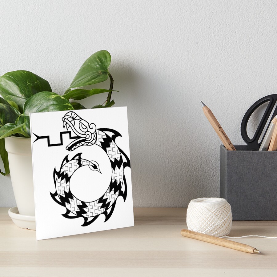 "Aztec Tribal snake dragon circle black" Art Board Print by jakes-waves ...