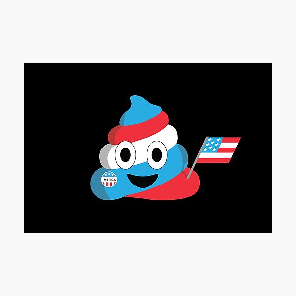 "Red White & Blue Patriotic Poop Emoji" Photographic Print for Sale by ...