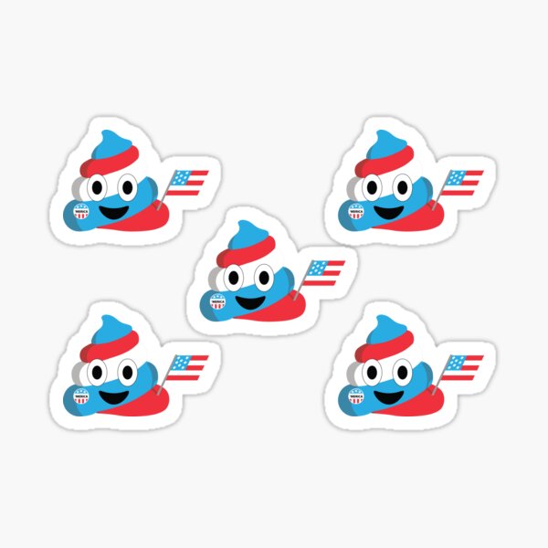 "Red White & Blue Patriotic Poop Emoji" Sticker for Sale by ...