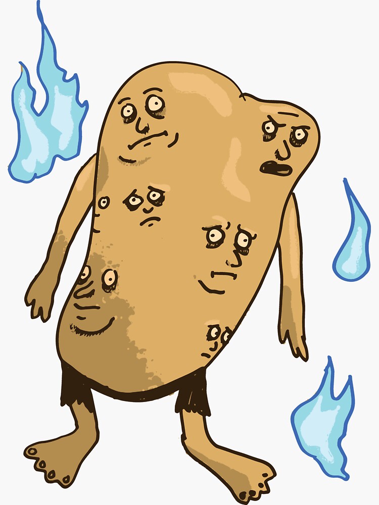 "Potato Ghost Funny Hand Drawn Monster Doodle" Sticker by PastelPickles ...