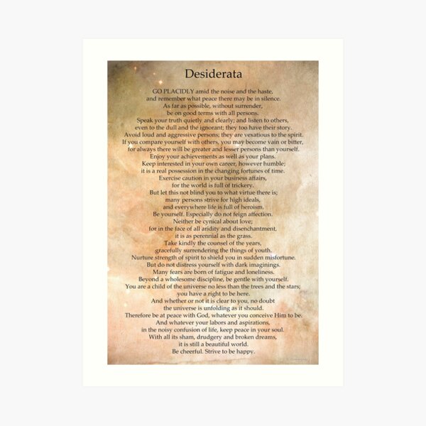 "Desiderata 8 - Inspirational Words of Wisdom Art - Sharon Cummings ...