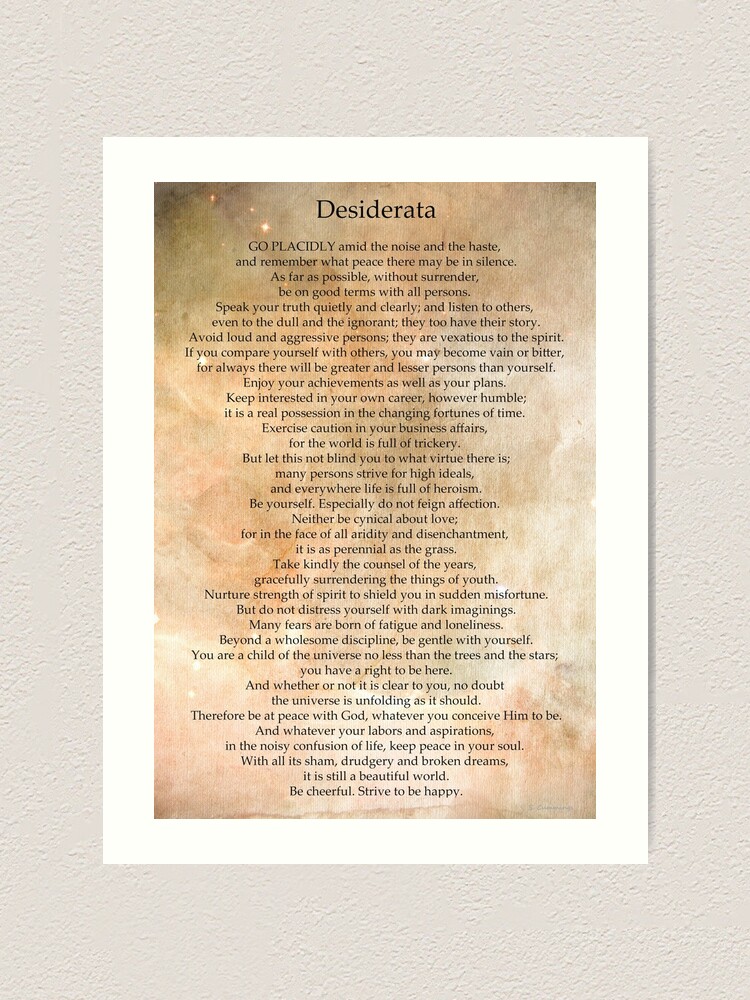 "Desiderata 8 - Inspirational Words of Wisdom Art - Sharon Cummings ...