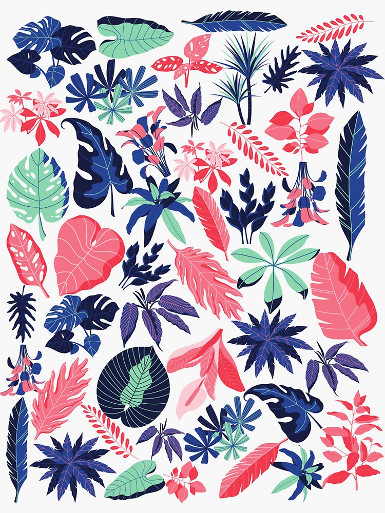 "Bold Foliage Flowers " Sticker by DADAZ06 | Redbubble