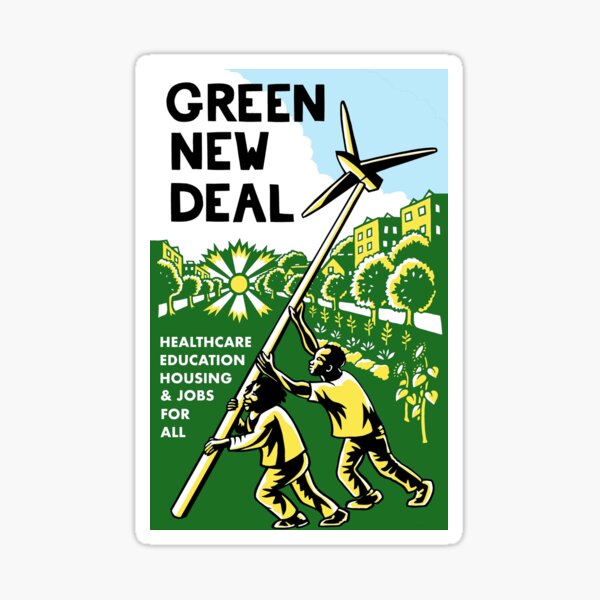 "green new deal posters" Sticker for Sale by tharpeali | Redbubble