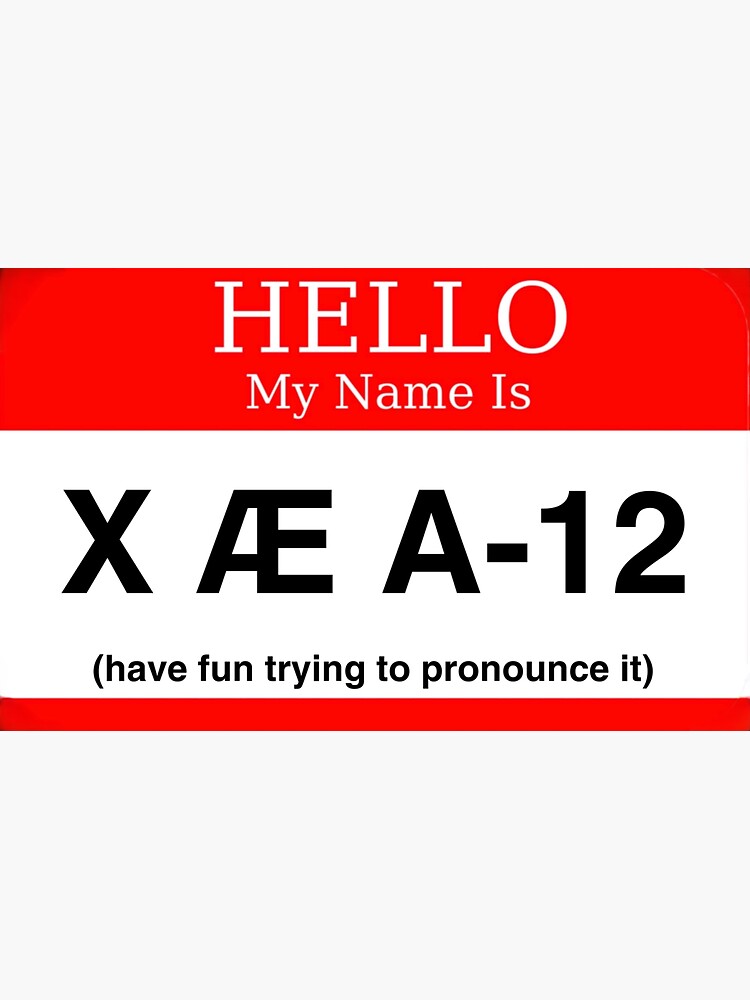 "X AE A-12 Name Tag" Sticker for Sale by gracefell | Redbubble