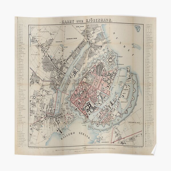 "Vintage Map of Copenhagen Denmark (1860)" Poster for Sale by ...