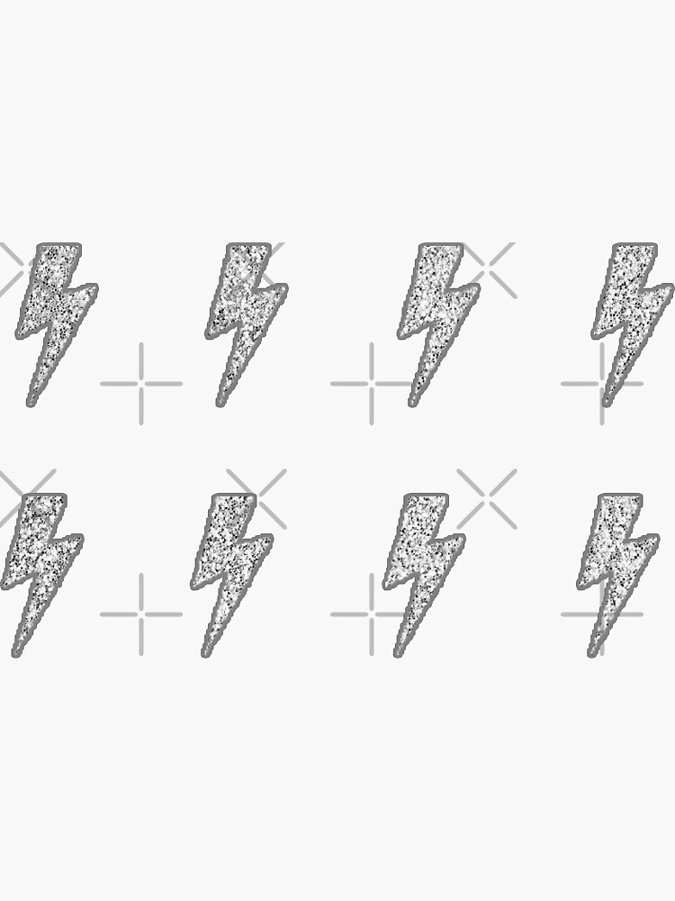 "silver glitter lightning bolt pack" Sticker for Sale by kstickerzz ...