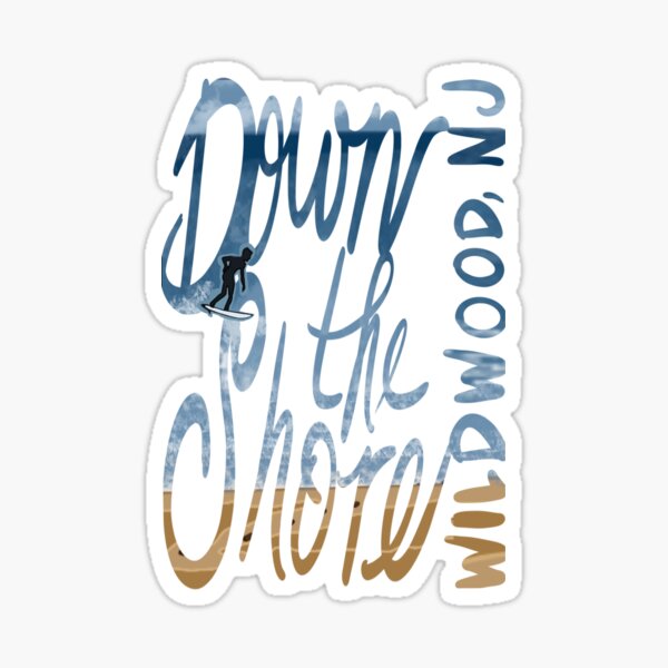 Down The Shore Beach And Surfer Background Sticker For Sale By down-the-shore-beach-and-surfer-background-sticker-for-sale-by