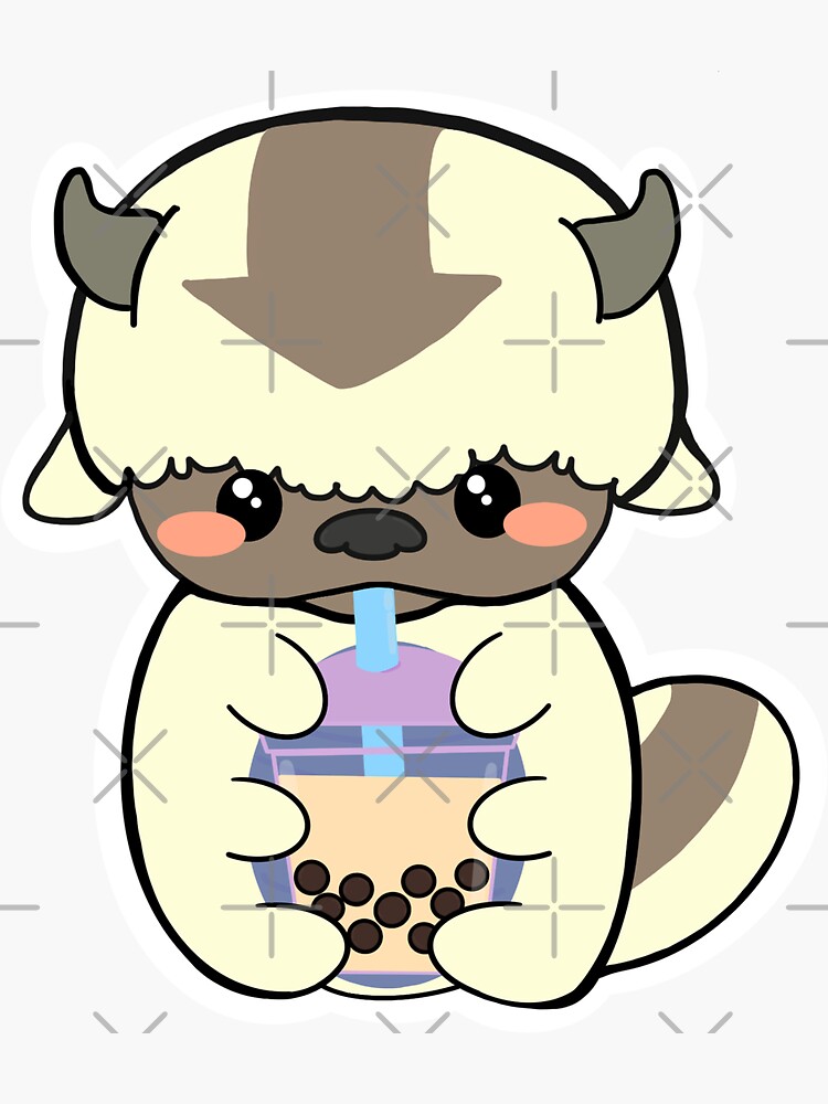 "Appa Sipping Boba" Sticker for Sale by doodlesbychens | Redbubble