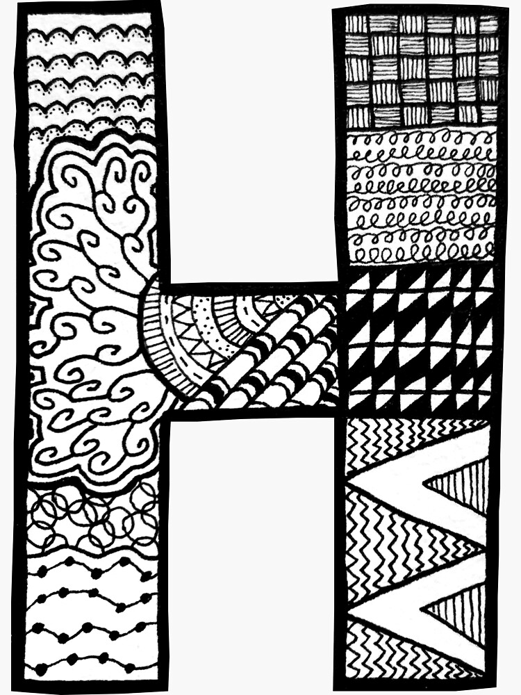 "Zentangle Letter H" Sticker by jsh-designs | Redbubble