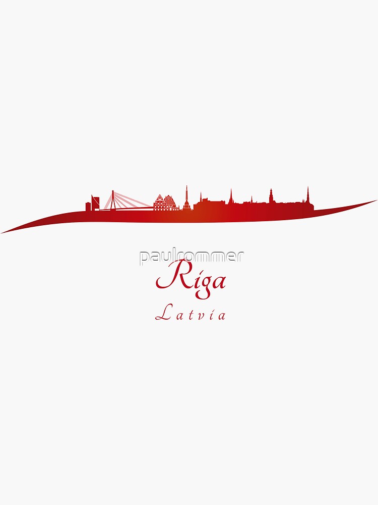 "Riga skyline in red" Sticker for Sale by paulrommer | Redbubble