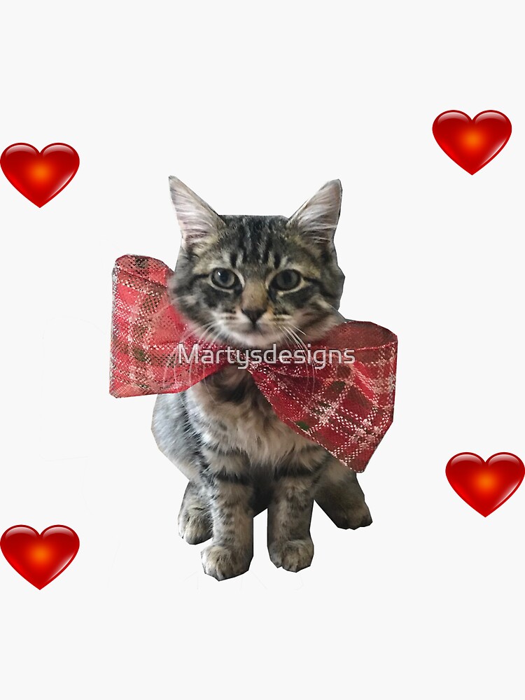 "Cute Tabby Cat Loves You" Sticker by Martysdesigns | Redbubble