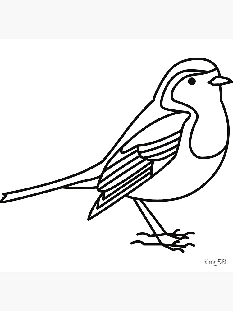 "Standing Robin Bird Line Drawing" Sticker for Sale by timg58 | Redbubble