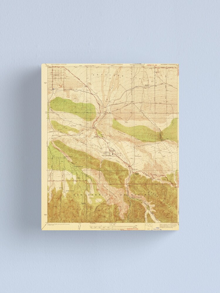 "Valyermo, CA from 1940 Vintage Map - High Quality" Canvas Print for ...