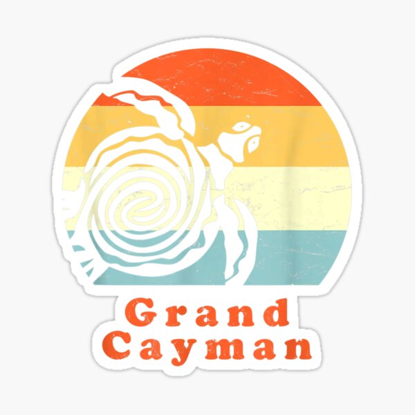 "Vintage Retro Grand Cayman Tribal Turtle Sun Vacation Gift" Sticker ...