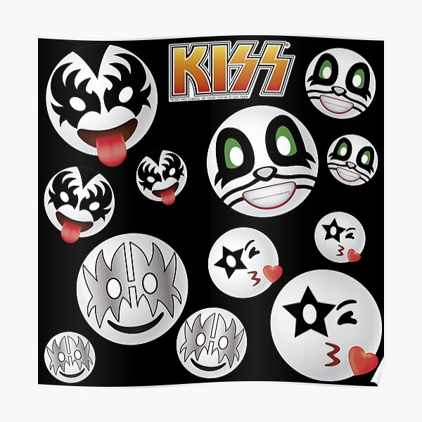 "Kiss band Pattern - Black - Cute design for kids" Poster by ...