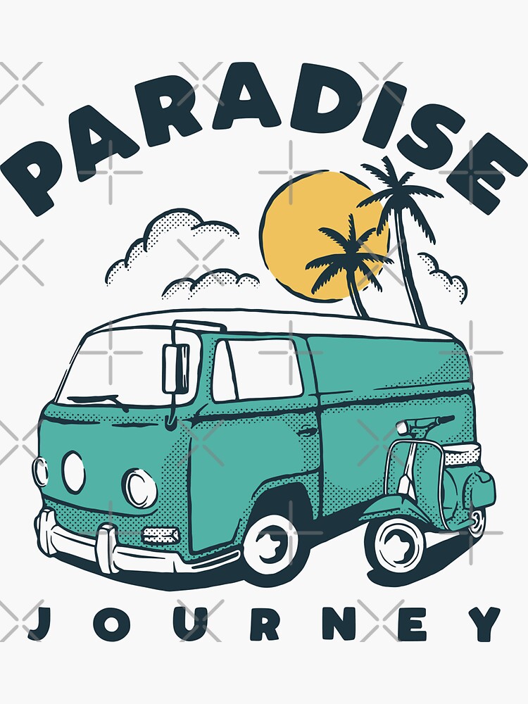 "Paradise Journey Camper Van" Sticker for Sale by trendtis | Redbubble