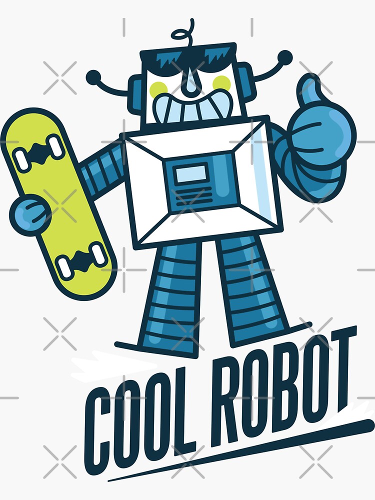 "Robot cool skateboard cyborg" Sticker for Sale by Dsigns | Redbubble