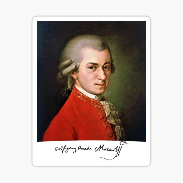 "Mozart Signature Portrait" Sticker for Sale by stayfree101 | Redbubble