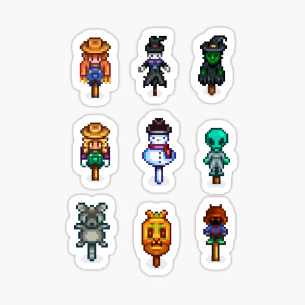 "Stardew Valley Scarecrows/Rarecrows" Sticker for Sale by tanchaii ...