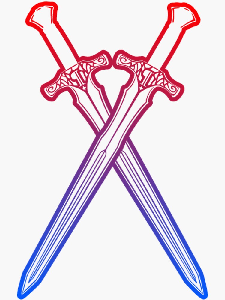 "Red-Blue Cross Swords" Sticker for Sale by AxonBeast | Redbubble