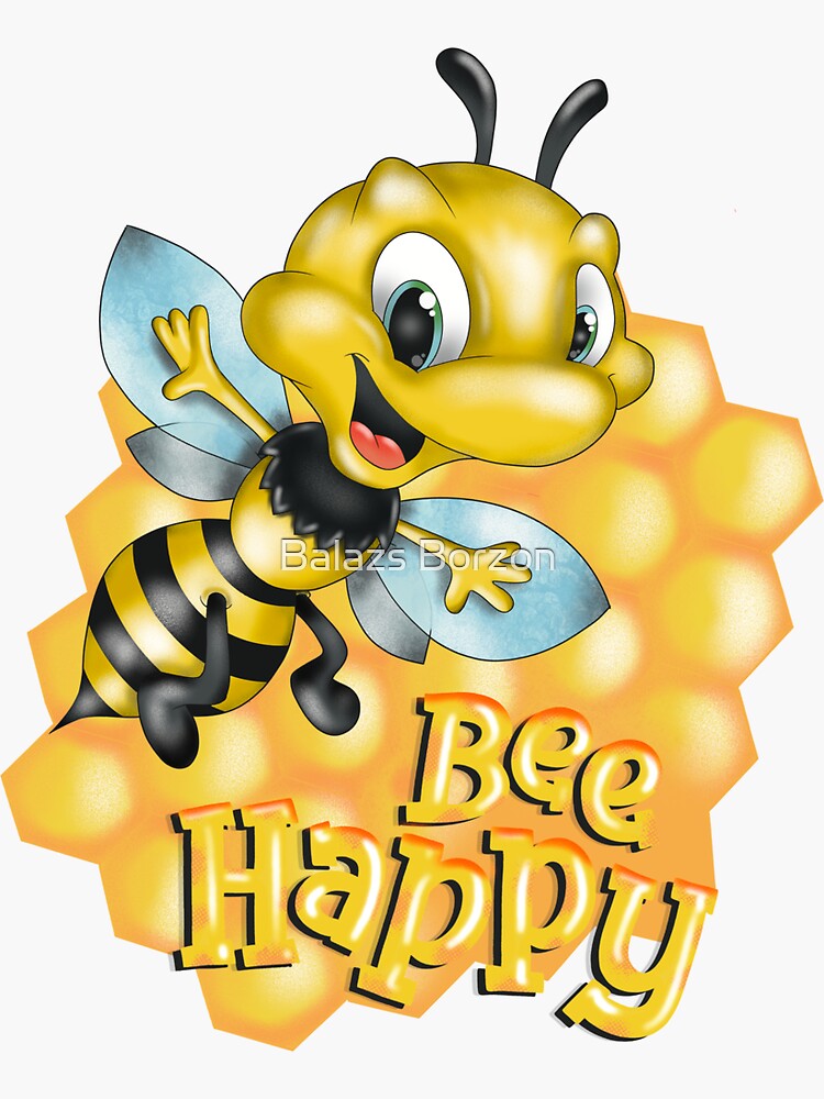 "Bee Happy" Sticker by BorzonArt2020 | Redbubble