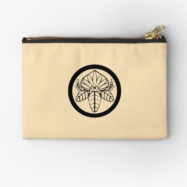 "Lotus Flower - Japanese Kamon Crest Black Version" Zipper Pouch by ...