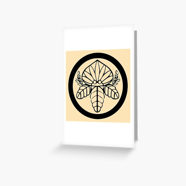 "Lotus Flower - Japanese Kamon Crest Black Version" Greeting Card by ...