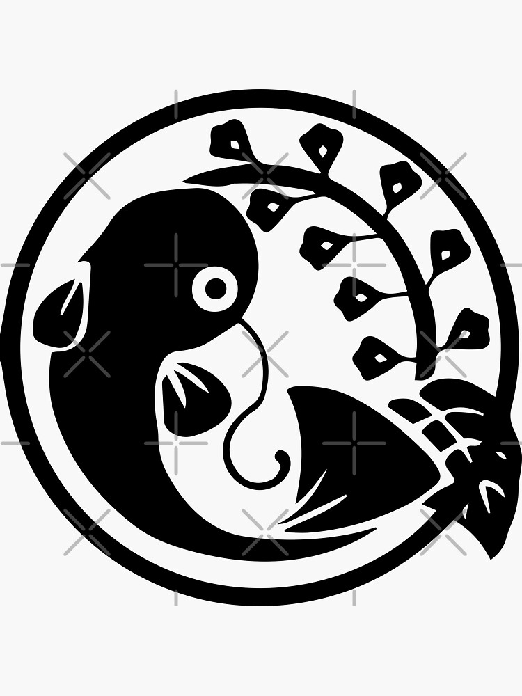 "Cat Fish in Circle - Japanese Kamon Crest Black Version" Sticker for ...