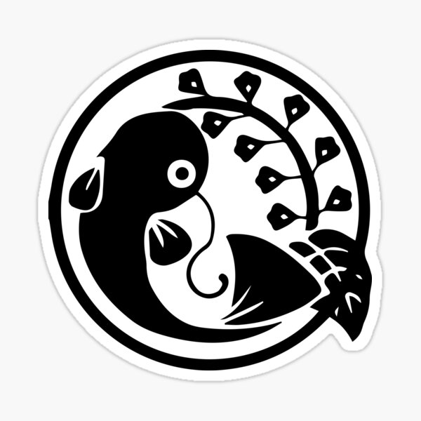 "Cat Fish in Circle - Japanese Kamon Crest Black Version" Sticker for ...