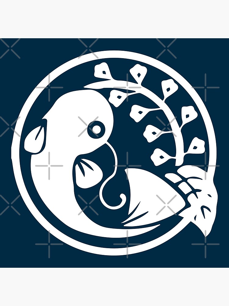 "Cat Fish in Circle - Japanese Kamon Crest White Version" Framed Art ...