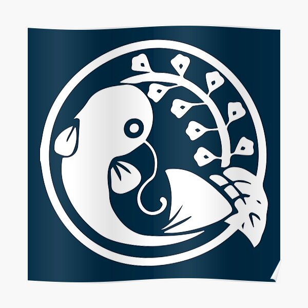 "Cat Fish in Circle - Japanese Kamon Crest White Version" Poster by ...