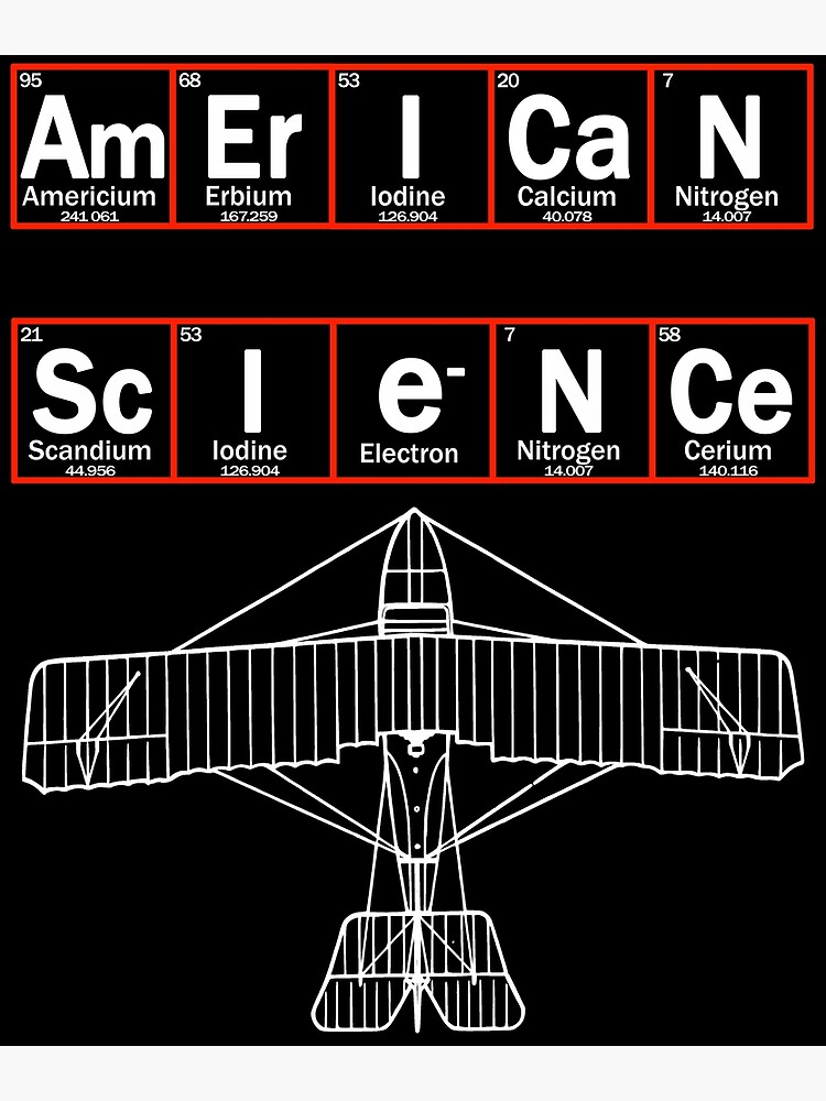 "American science plane blueprint with periodic table elements" Poster ...