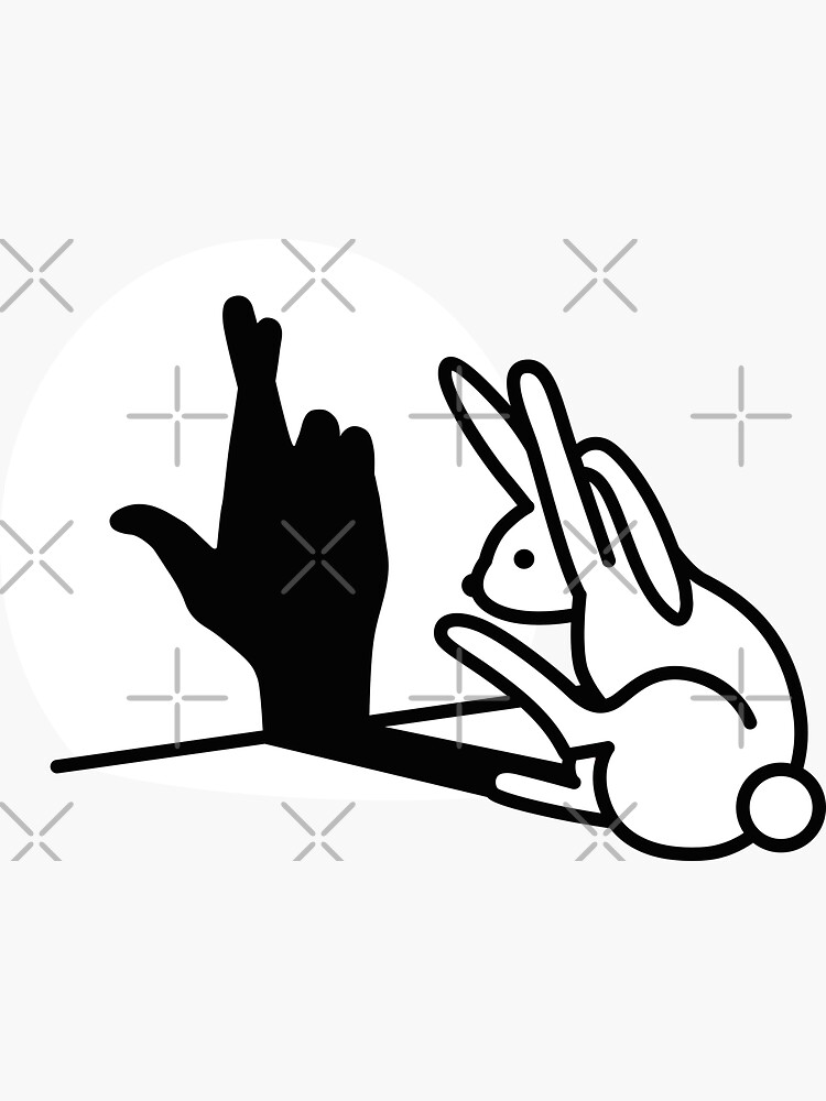 "Rabbit shadow hand crossed fingers hand sign liar" Sticker for Sale by ...