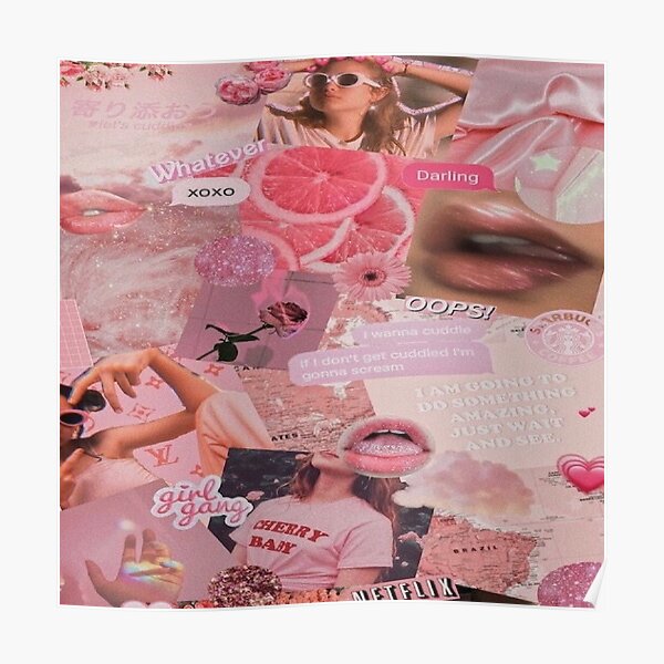 "pink collage " Poster by sqftv | Redbubble