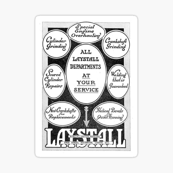 "Laystall Motor Repairs - 1927 Vintage Advert" Sticker by BASlade93 ...