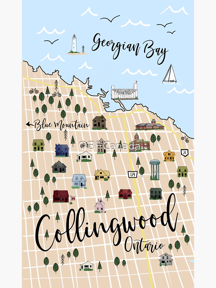 "Map of Collingwood, Ontario Canada" Sticker by QBFCanada | Redbubble