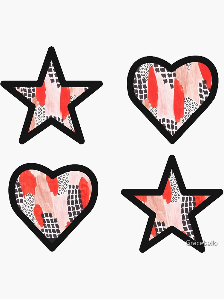 "Star and heart sticker pack" Sticker for Sale by Gracebello | Redbubble