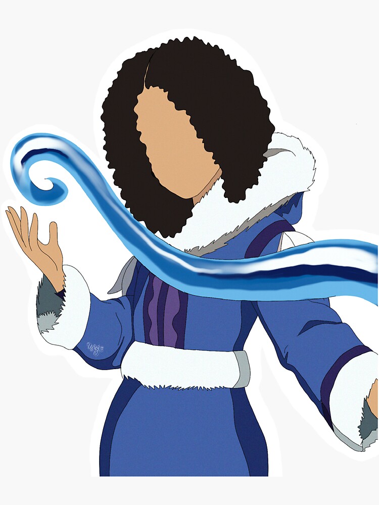"Curly Haired Waterbender " Sticker for Sale by lalalesley | Redbubble