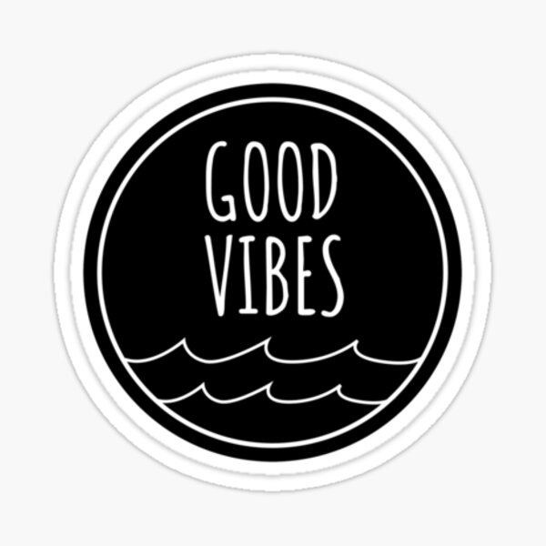 "black and white good vibes wave" Sticker for Sale by madtrace1 | Redbubble