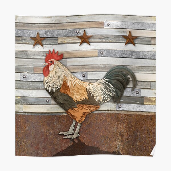 "Farmhouse Rooster" Poster for Sale by lynneawashburn | Redbubble