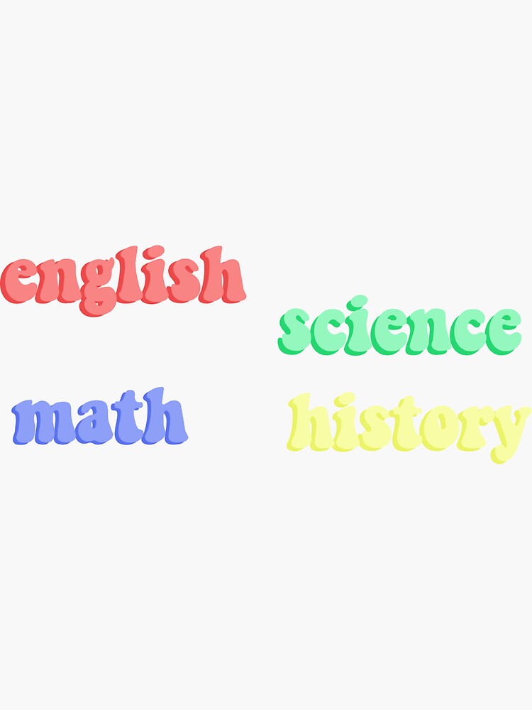 "school subject sticker pack" Sticker for Sale by emmakate2044 | Redbubble