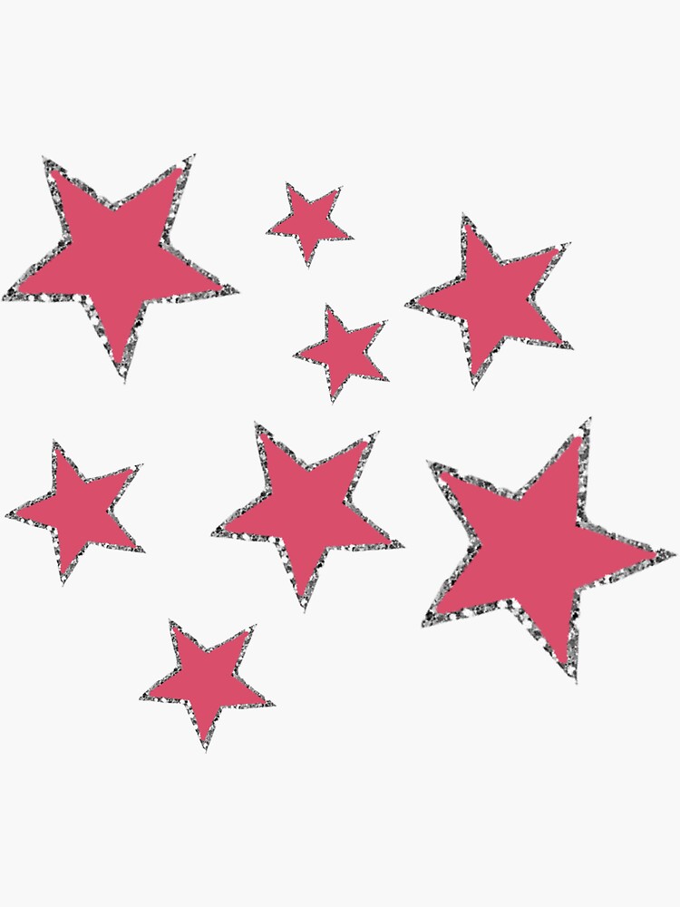 "pink stars w glitter outline sticker pack " Sticker for Sale by ...