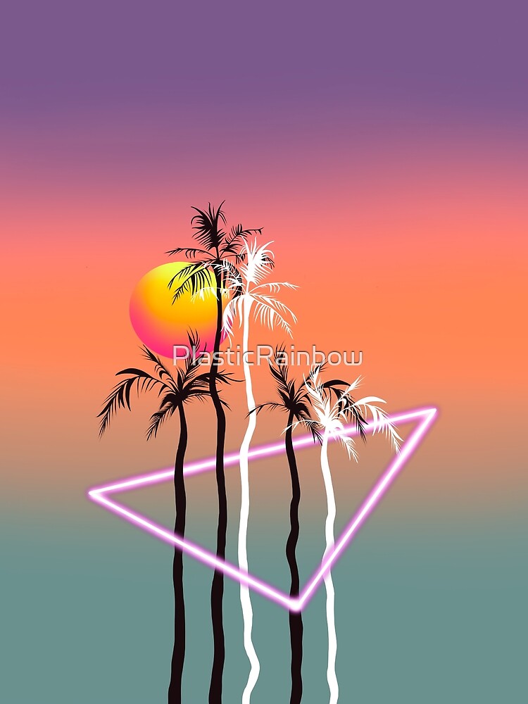 "Retrowave Palm Tree Sunset" Poster by PlasticRainbow | Redbubble
