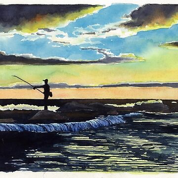 "Surf Casting" Sticker for Sale by NHwatercolors | Redbubble