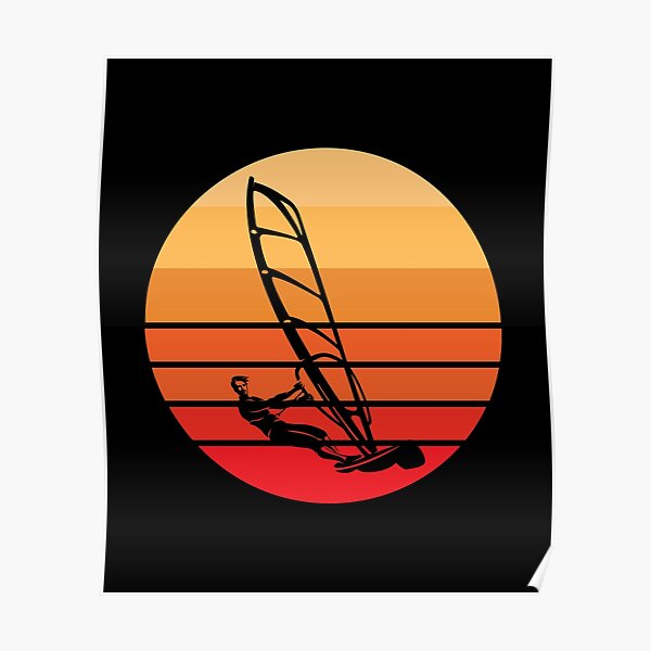 "Windsurfing Retro Sunset" Poster for Sale by EstelleStar | Redbubble