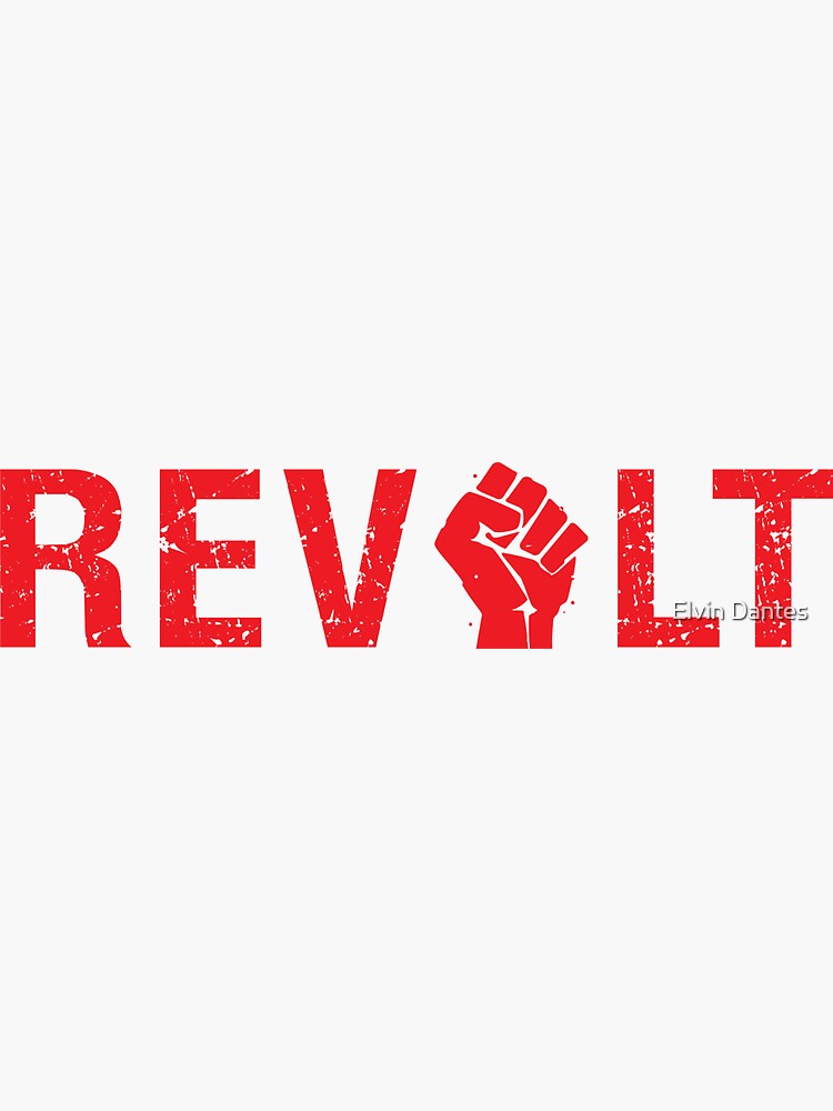 "Revolt (red text with raised fist) Protest Message" Sticker for Sale ...