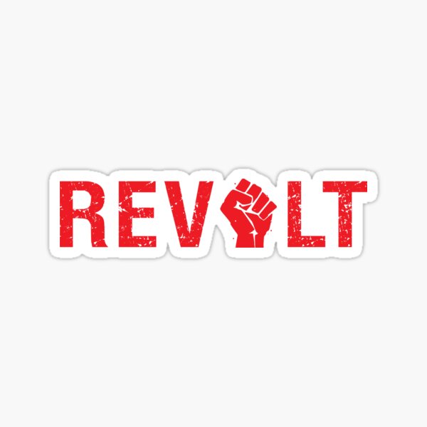"Revolt (red text with raised fist) Protest Message" Sticker for Sale ...