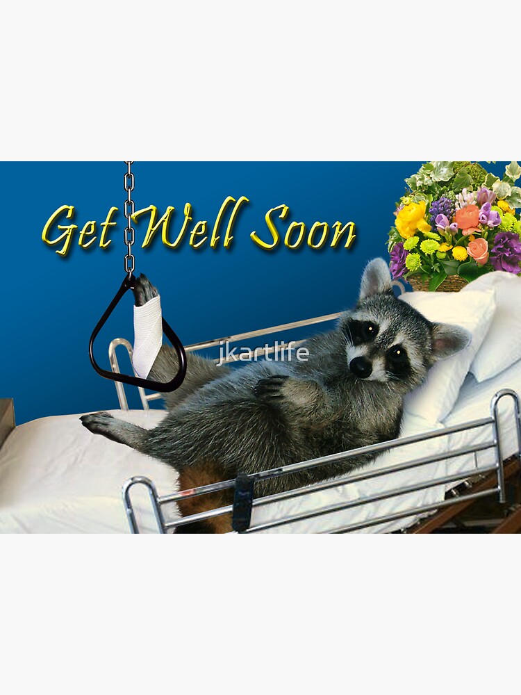 "Get Well Soon Raccoon" Greeting Card for Sale by jkartlife | Redbubble